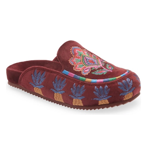 Anthropologie | Shoes | Farm Rio Burgundy Velvet Tapestry Clog | Poshmark